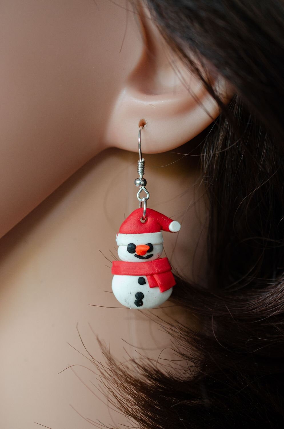 Snowman Flat Earrings Snow Winter Christmas Xmas Hangers | Etsy