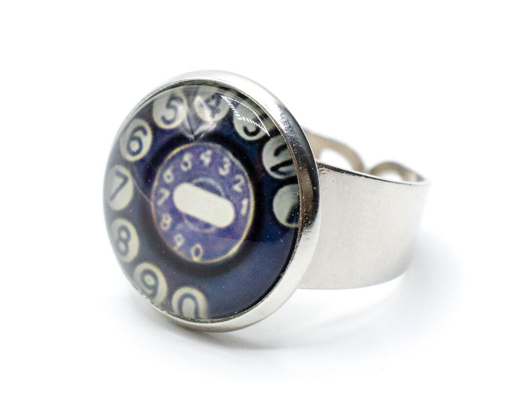 Telephone Dial Ring Miniblings Finger Ring Telephone Dial Cabochon ...