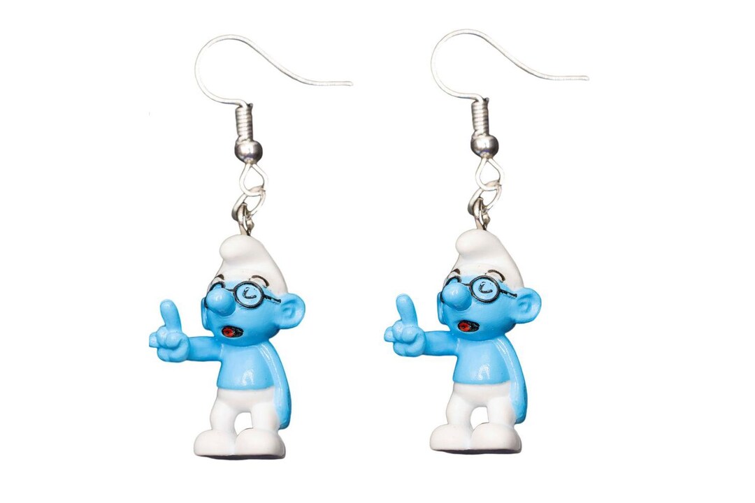 Brainy Smurf Earrings Miniblings Smurfs Series Book Smurf Book - Etsy