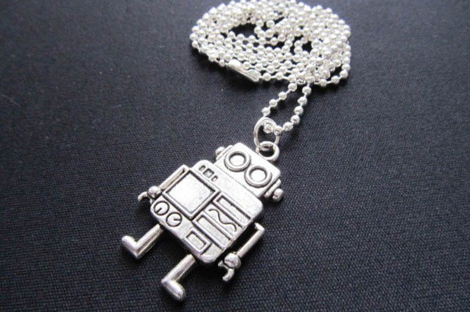 Robot Necklace Miniblings 80cm Machine Computer Scifi Silver | Etsy
