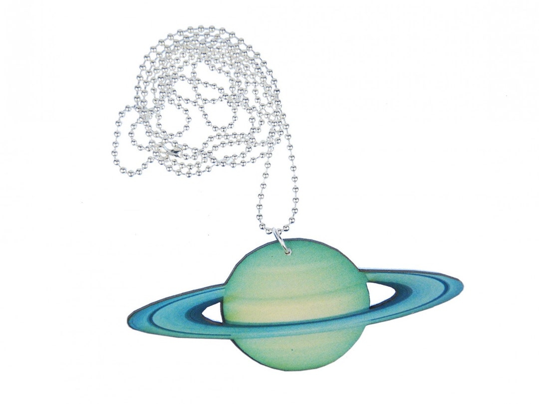 Planetary Necklace Uranus Miniblings 80cm Solar System Ring Planet Turquoise - Etsy