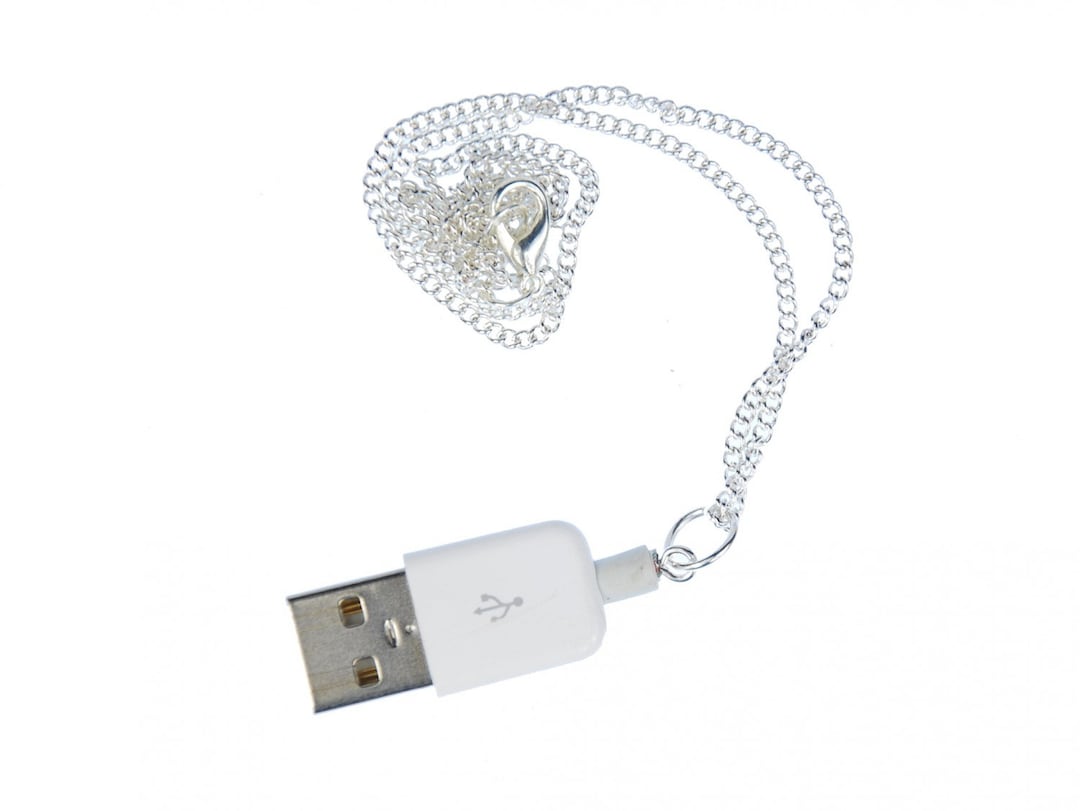 White USB Flash Drive Necklace Miniblings 45cm Electronics Nerd ...