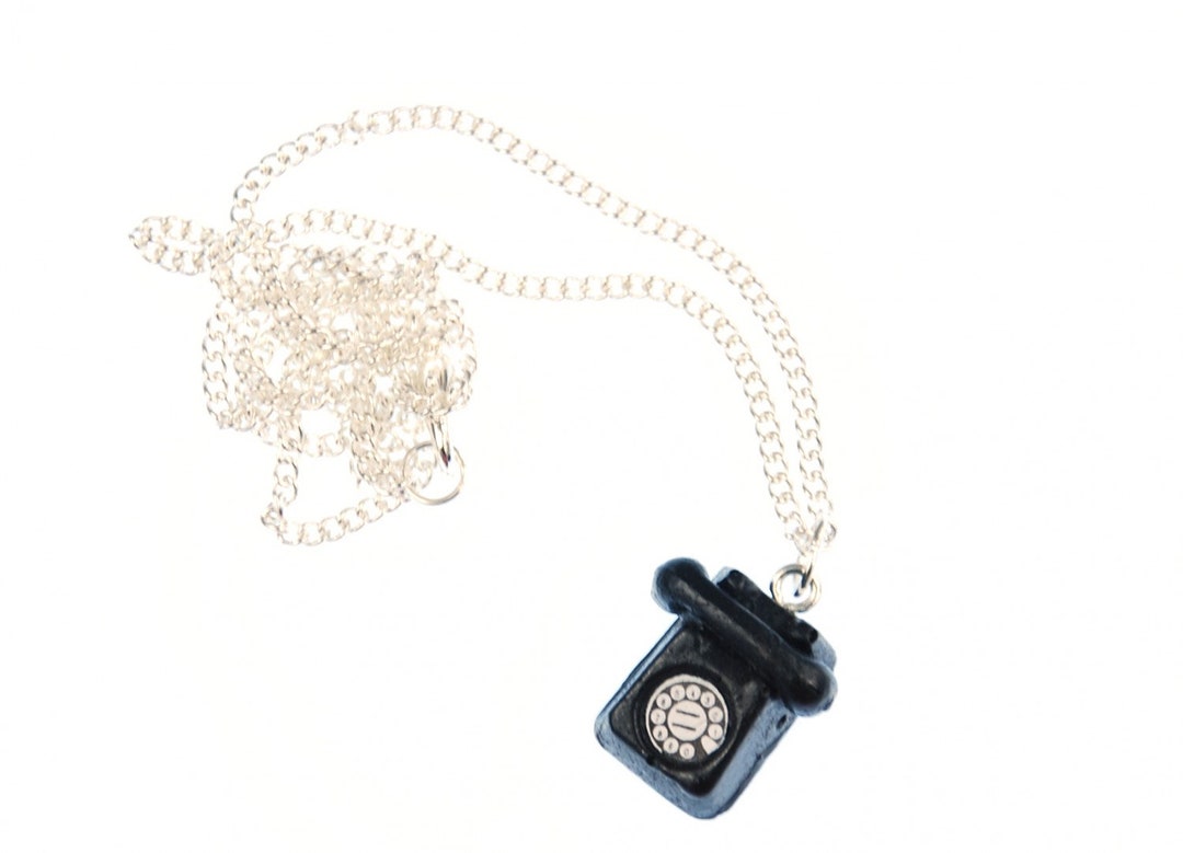 Phone Necklace Miniblings 45cm Dial Telephone Receiver Retro Black - Etsy