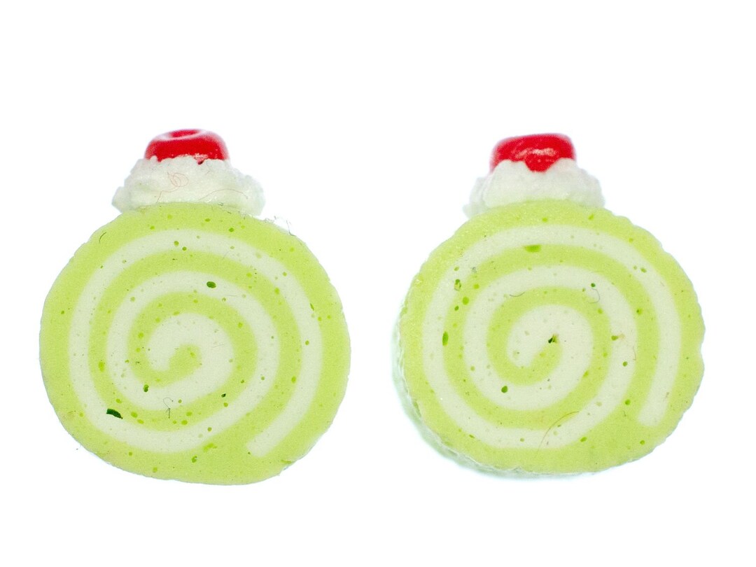 Biscuit Role Earrings Ear Studs Earstuds Miniblings Cakes Mini Green - Etsy