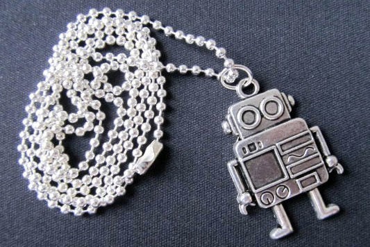 Robot Necklace Miniblings 80cm Machine Computer Scifi Silver - Etsy