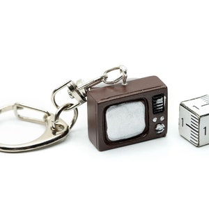 TV Key Chain Miniblings Pendant Key Ring Tv 3d Retro Brown - Etsy