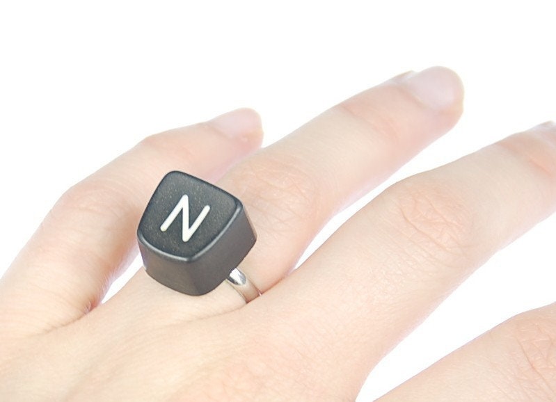 Number Ring 2 Vintage Typewriter Keys Miniblings Unique Square Numbers ...
