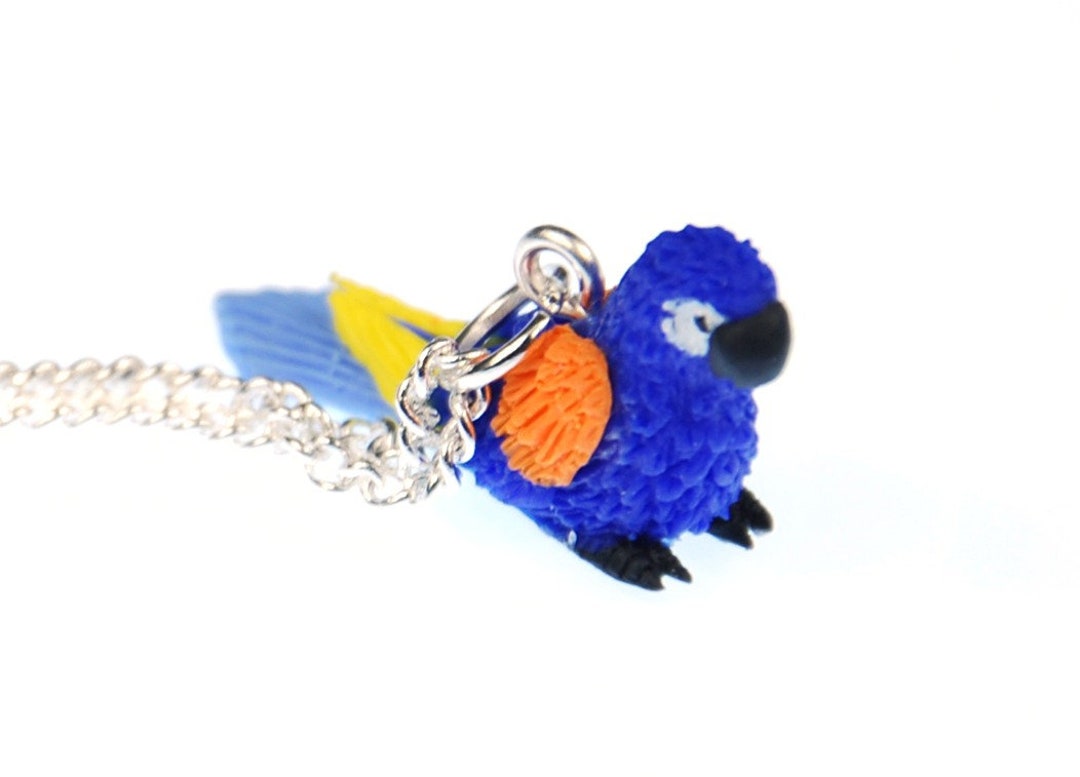 Perroquet Oiseau Ara Miniblings collier de perroquet bleu du collier ...