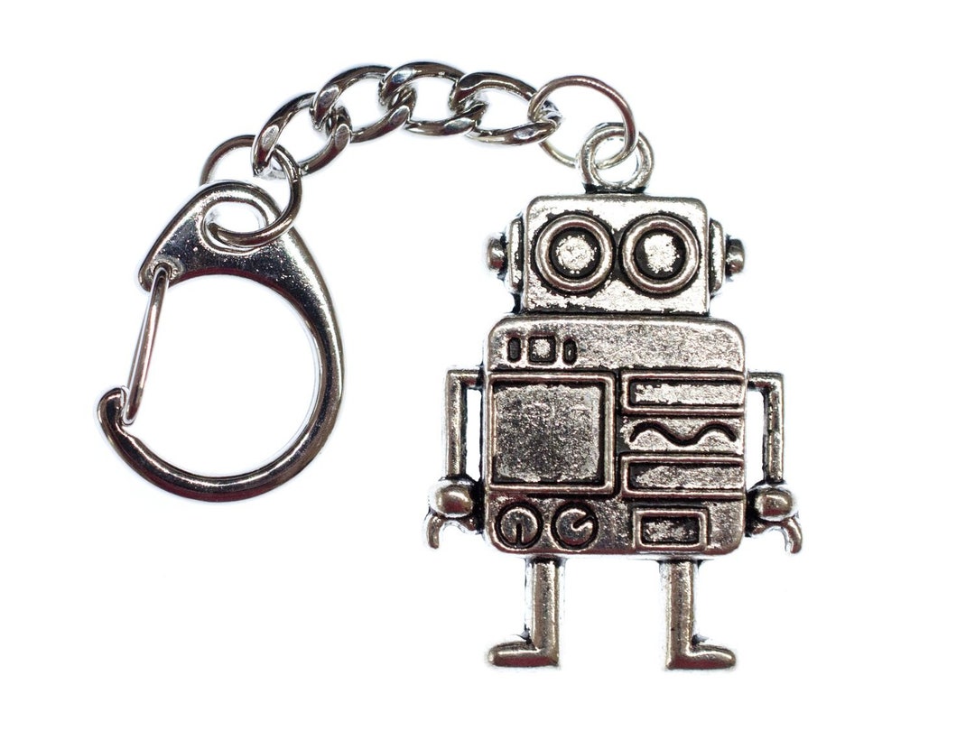 Robot Key Ring Chain Keychain Miniblings Steampunk XL Silver - Etsy