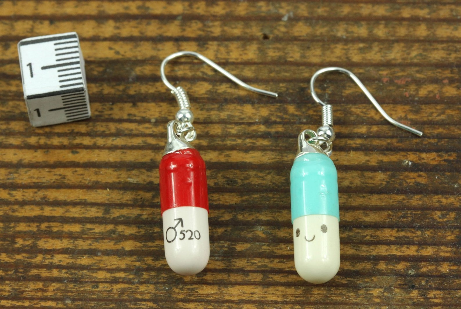 Pill Earrings Capsules Doctor Colored Medicine Your Message - Etsy