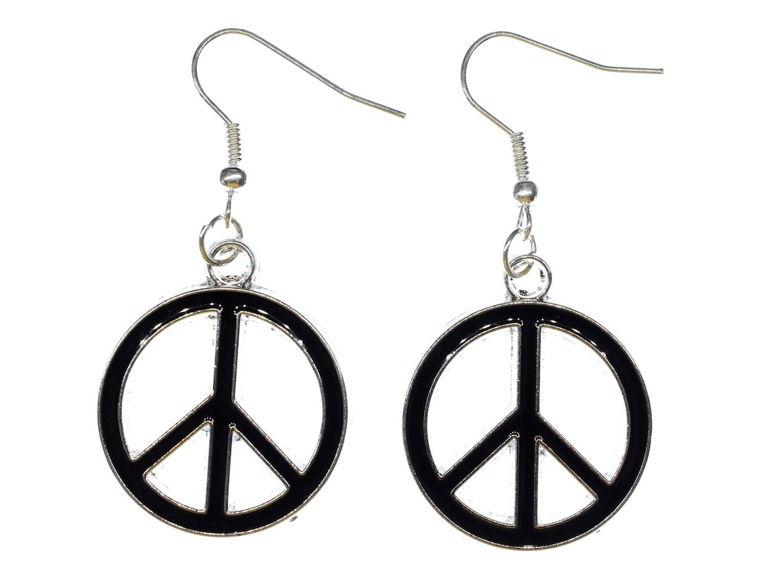 Peace Earrings Sign Miniblings Hippie Black - Etsy