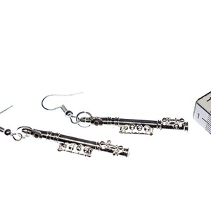 Transverse Flute Earrings Miniblings Music + Box Silver Plated 4cm ...