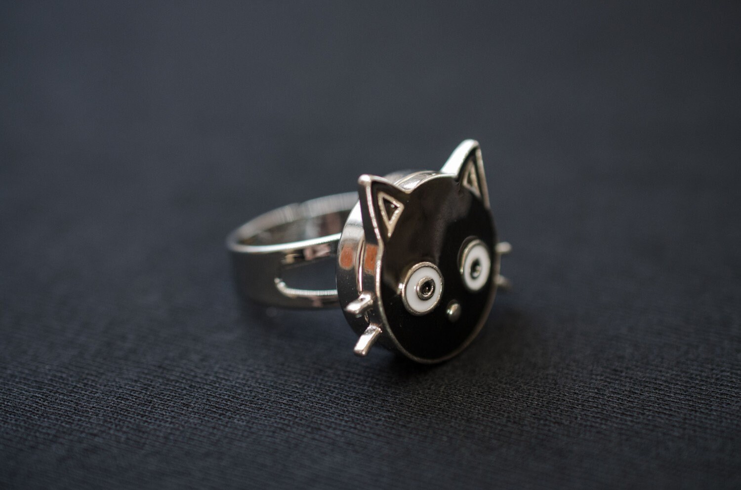 Cat Head Ring Miniblings Animal Kitty Sweet Black Click Button - Etsy UK