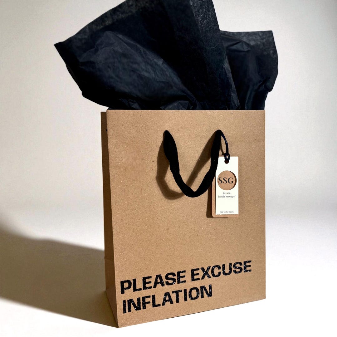 Funny Gift Bag | "please Excuse Inflation" | Reusable Glitter Kraft ...