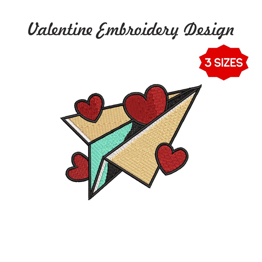 Love Paper Airplane Embroidery Design, Old School Tattoo Style, EMB ...