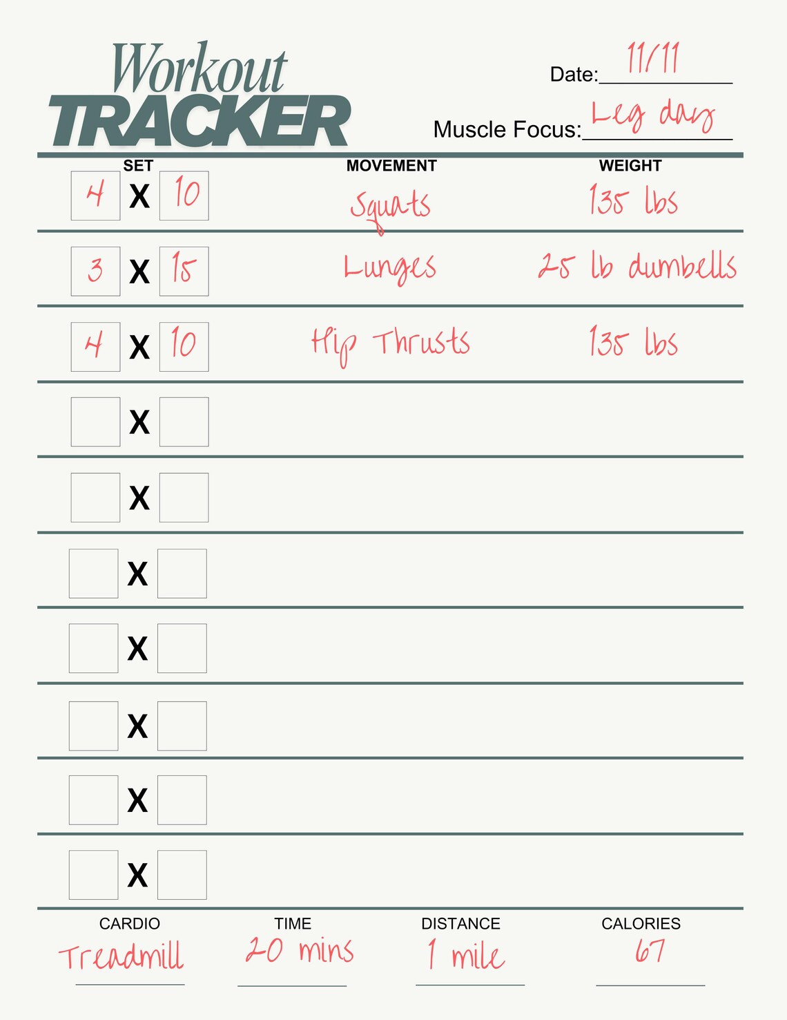 Printable Fitness Planner Bundle | Workout Tracker, Meal Planner ...