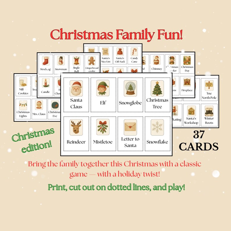 Family Christmas Game | Printable Headbands Cards | Christmas Guessing ...