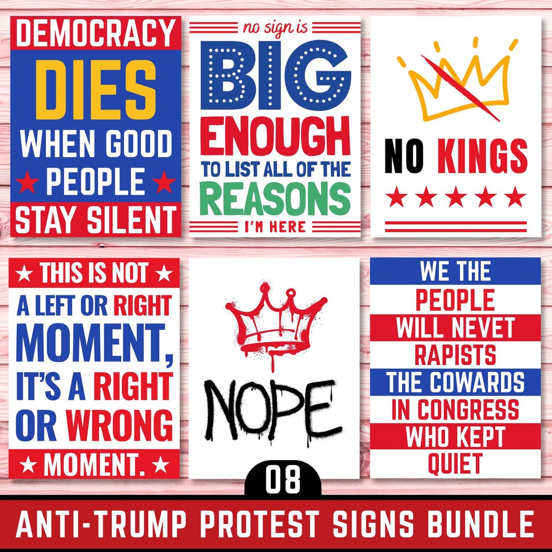 1-8 Printable Anti-trump Protest Signs JPG Bundle, Pro Democracyprotest ...
