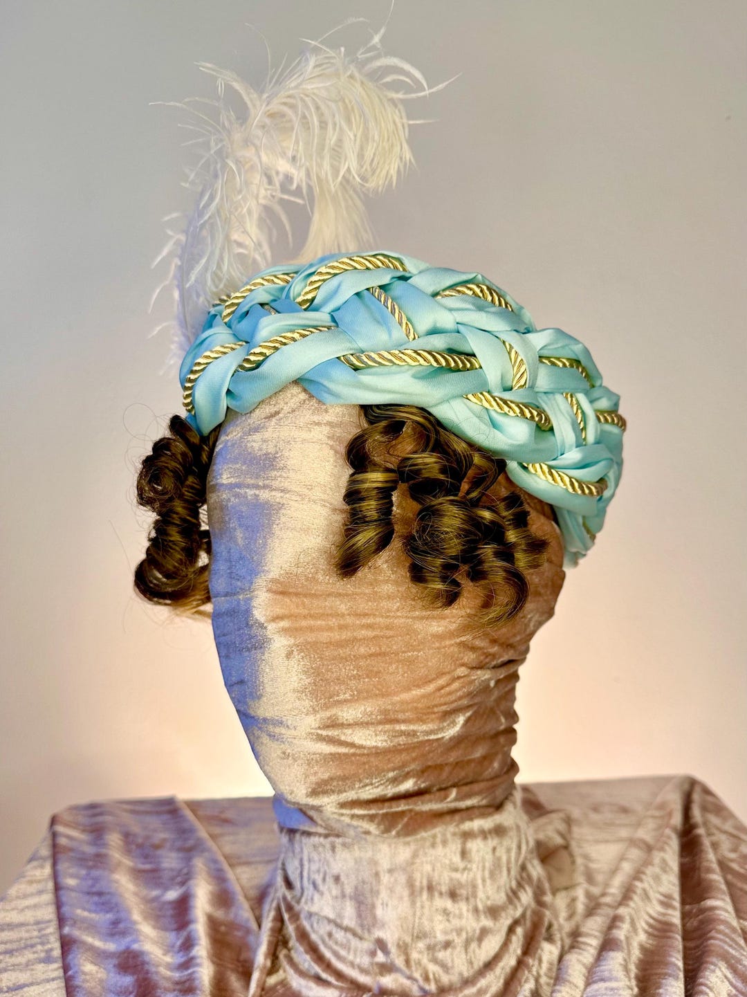 Regency Renaissance Carnival Venice Headband Turban in Light Blue - Etsy
