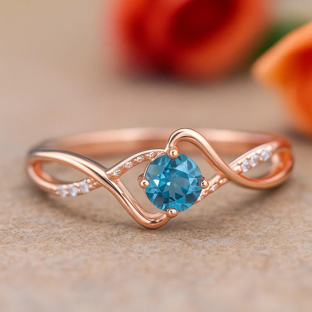 Alexandrite Engagement Ring Rose Gold Infinity Ring Dainty June ...