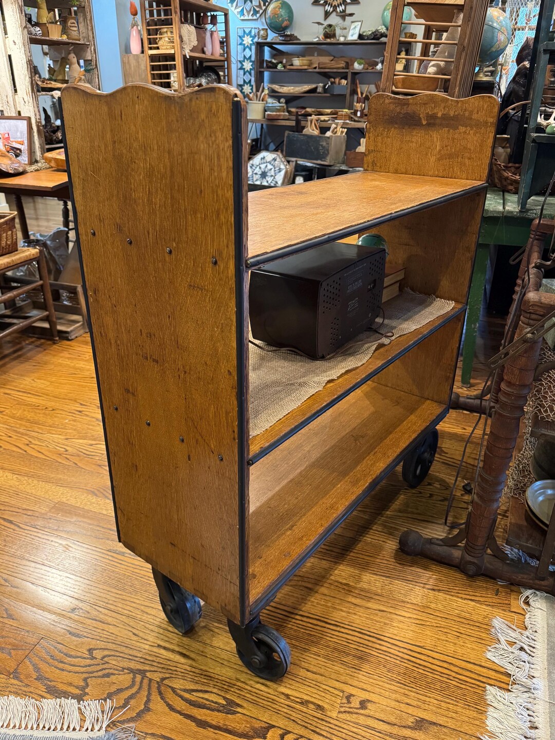 Antique Library Trolly, Book Cart, Rolling Shelves, Industrial Shelves, Oak Shelves, 1910 Cart ...