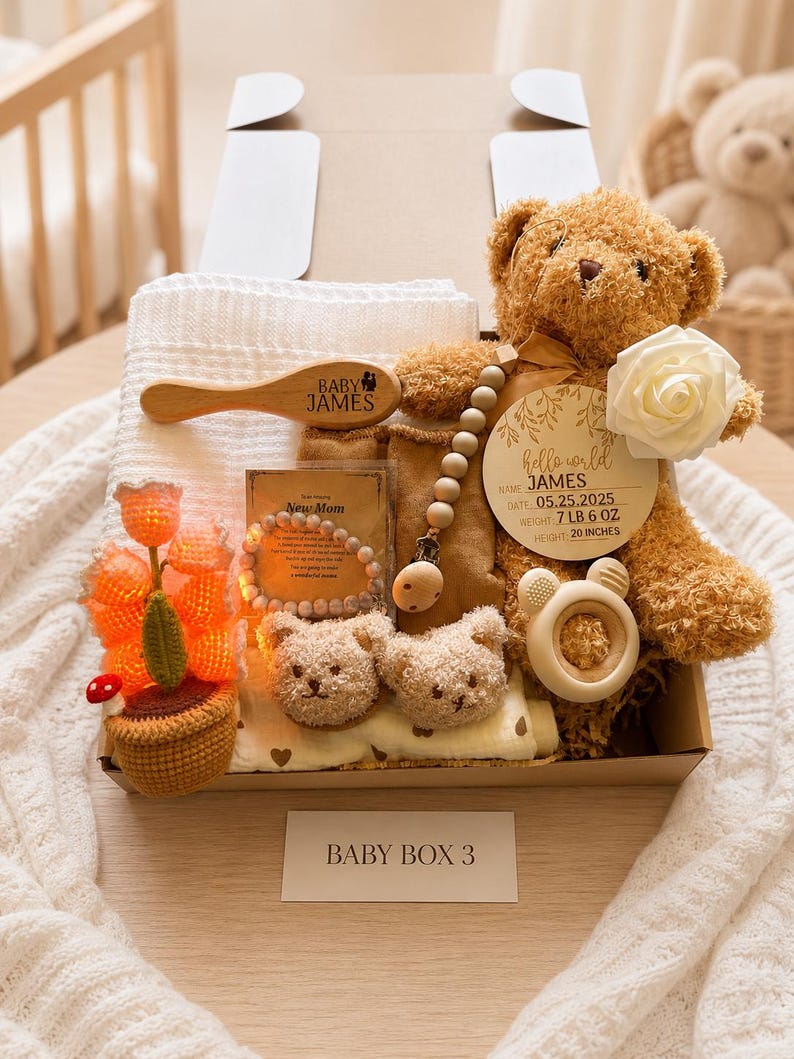 Personalized New Mom Gift Box, Expecting Parents Gift New Baby Gift Set ...