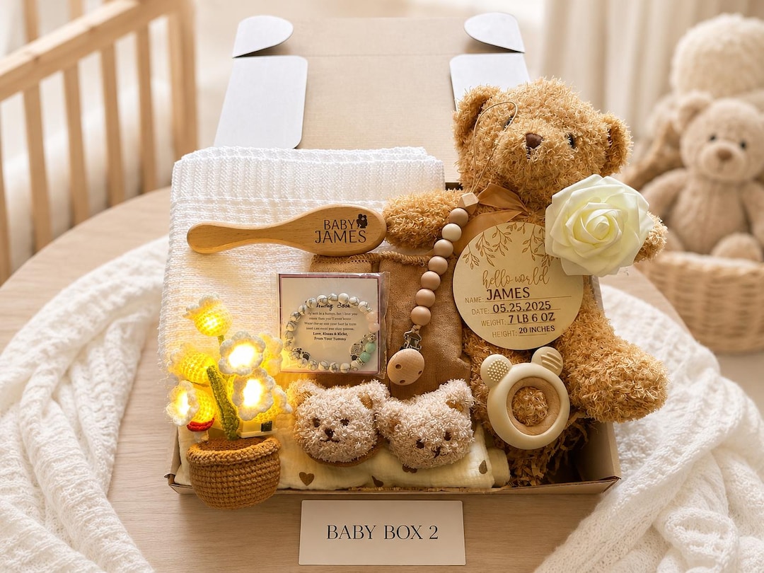 Personalized New Mom Gift Box, Expecting Parents Gift New Baby Gift Set ...