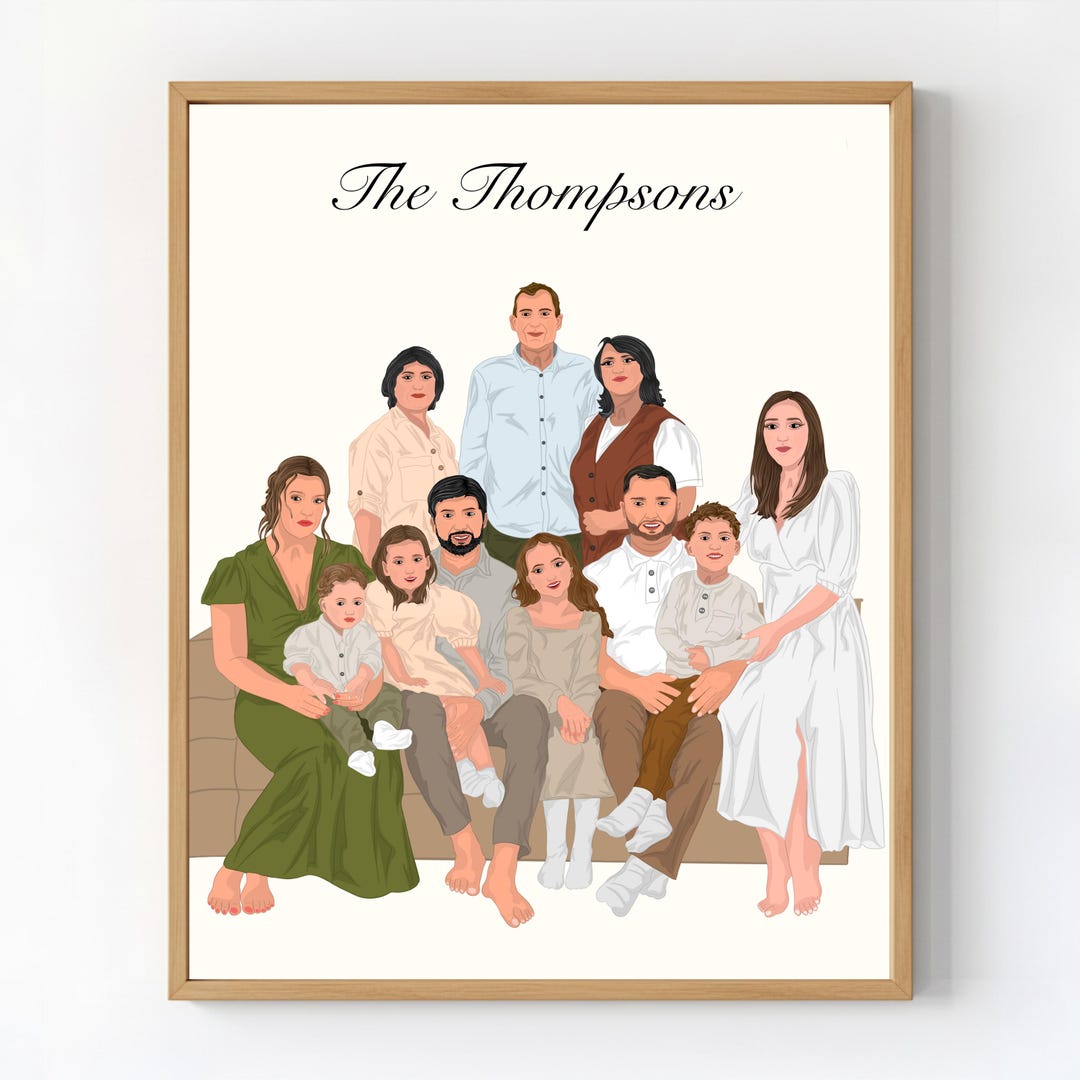Custom Family Drawing, Personalized Family Illustration, Family ...