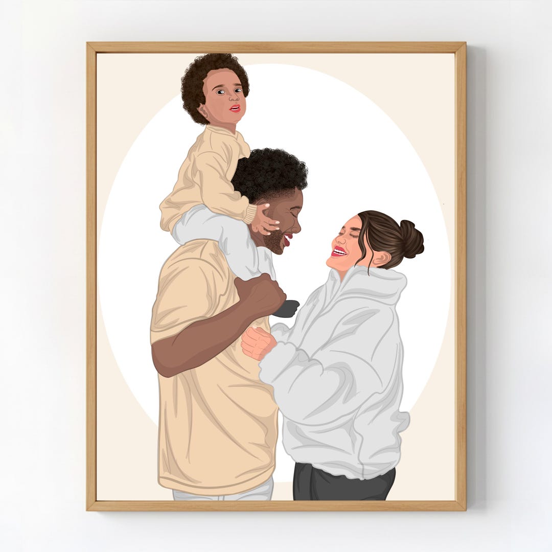 Custom Family Portrait, Family Drawing From Photo, Personalized Family ...