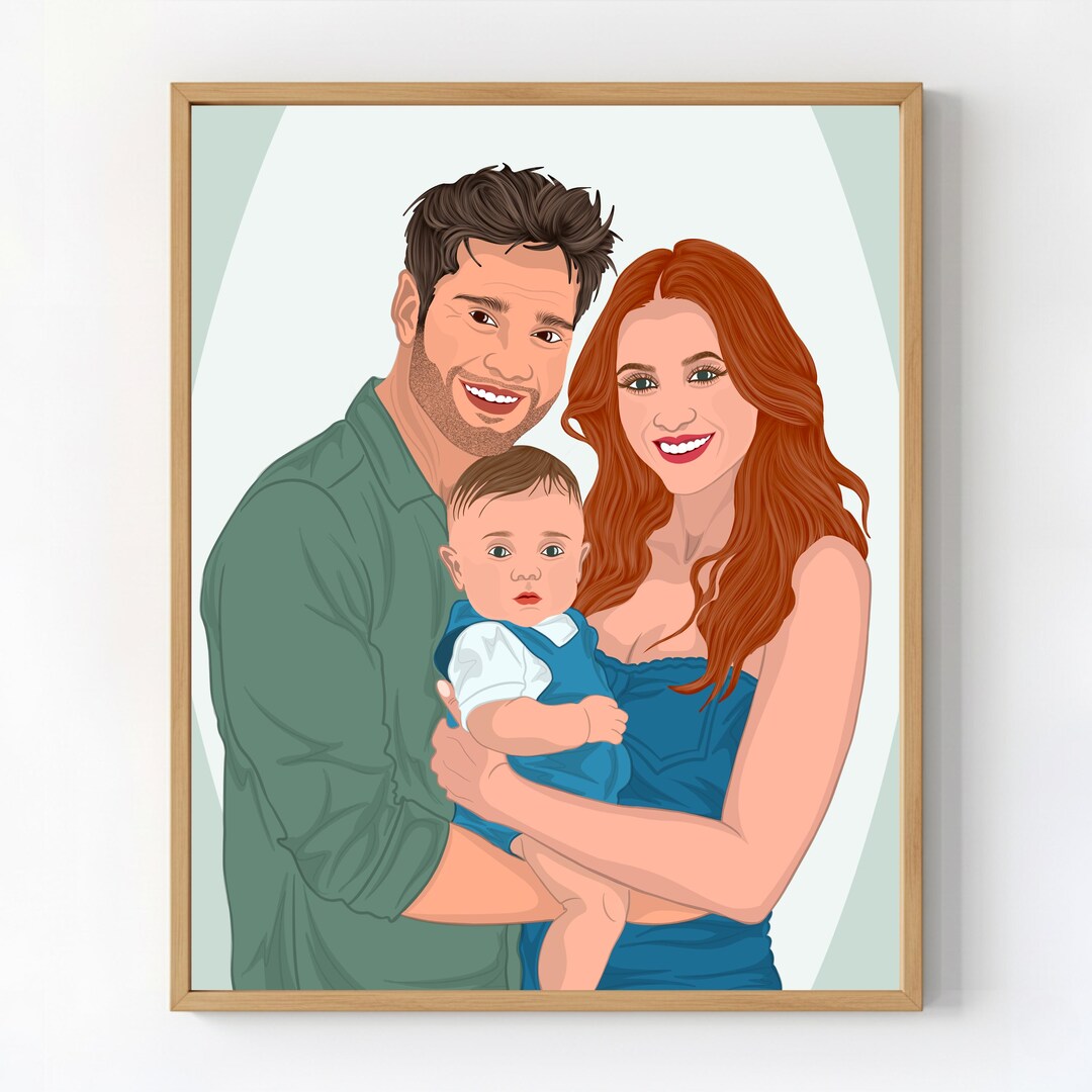 Custom Family Portrait, Family Drawing From Photo, Personalized Family ...