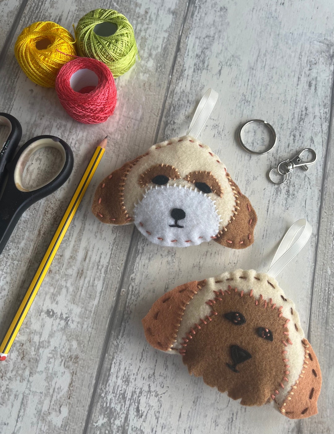 Handmade Padded, Felt, Hanging Dog Cavachon, Cockapoo Decoration ...