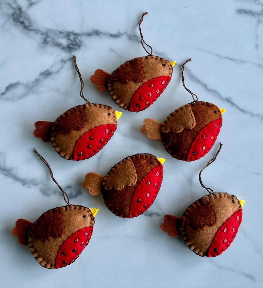Robin Christmas Tree Hanging Decorations. Handmade. Unique, Handsewn ...
