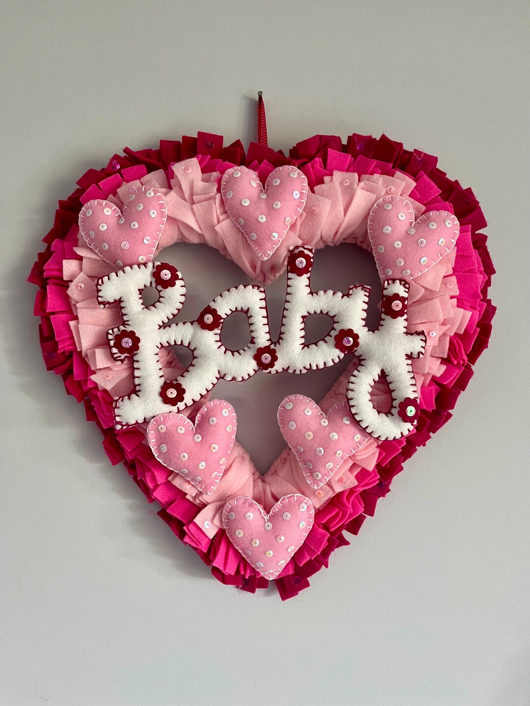 New Baby Handmade Wreath. Stunning Baby Shower Gender Reveal. Pink or ...
