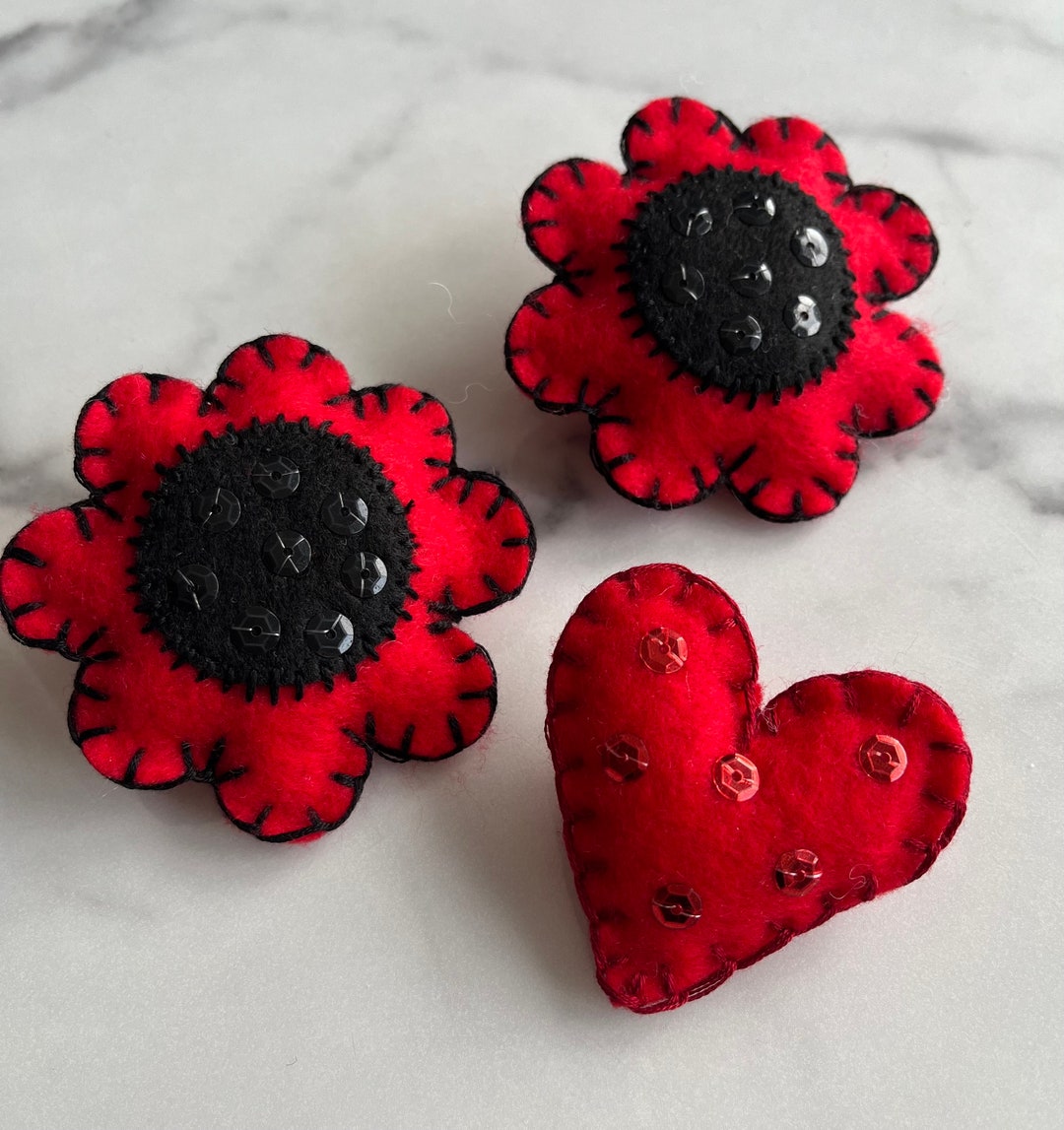 Poppy Flower Brooch - Handmade, Padded Felt Flower, Remembrance Day ...