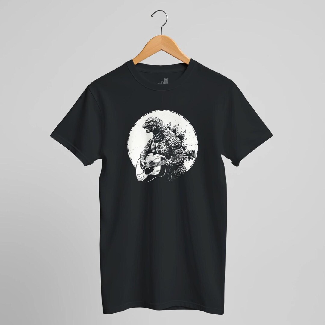 Godzilla Funny Kaiju Acoustic Guitar Shirt Vintage Japanese Monster Tee ...