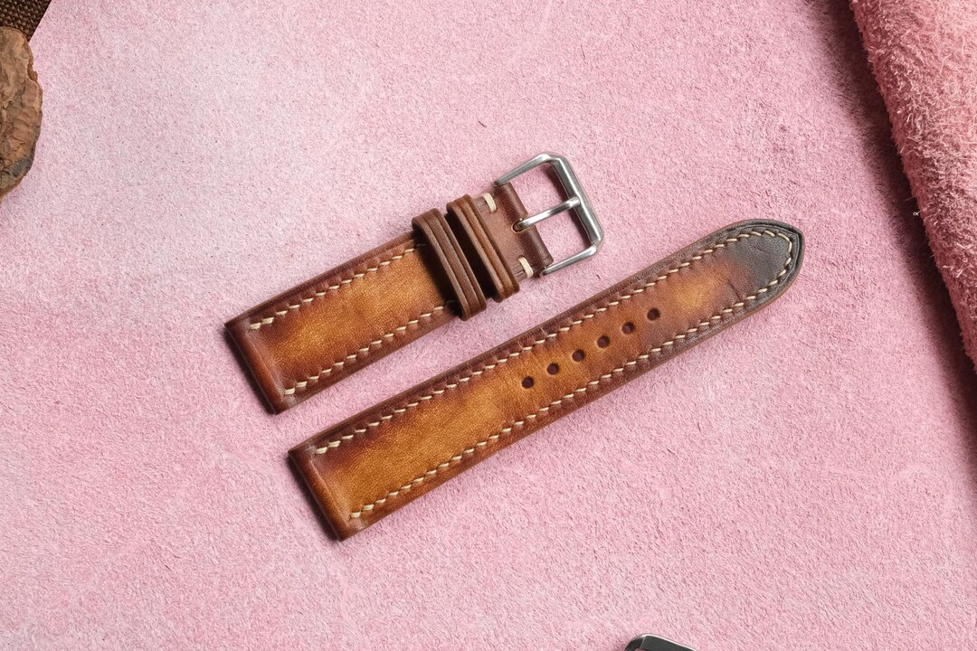 Handmade Patina Brown Watch Strap – Italian Vegetable-tanned Leather ...