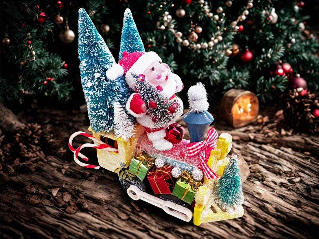 Santa Driving a Vintage Toy Train Christmas Assemblage - Etsy