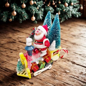 Santa Driving a Vintage Toy Train Christmas Assemblage - Etsy