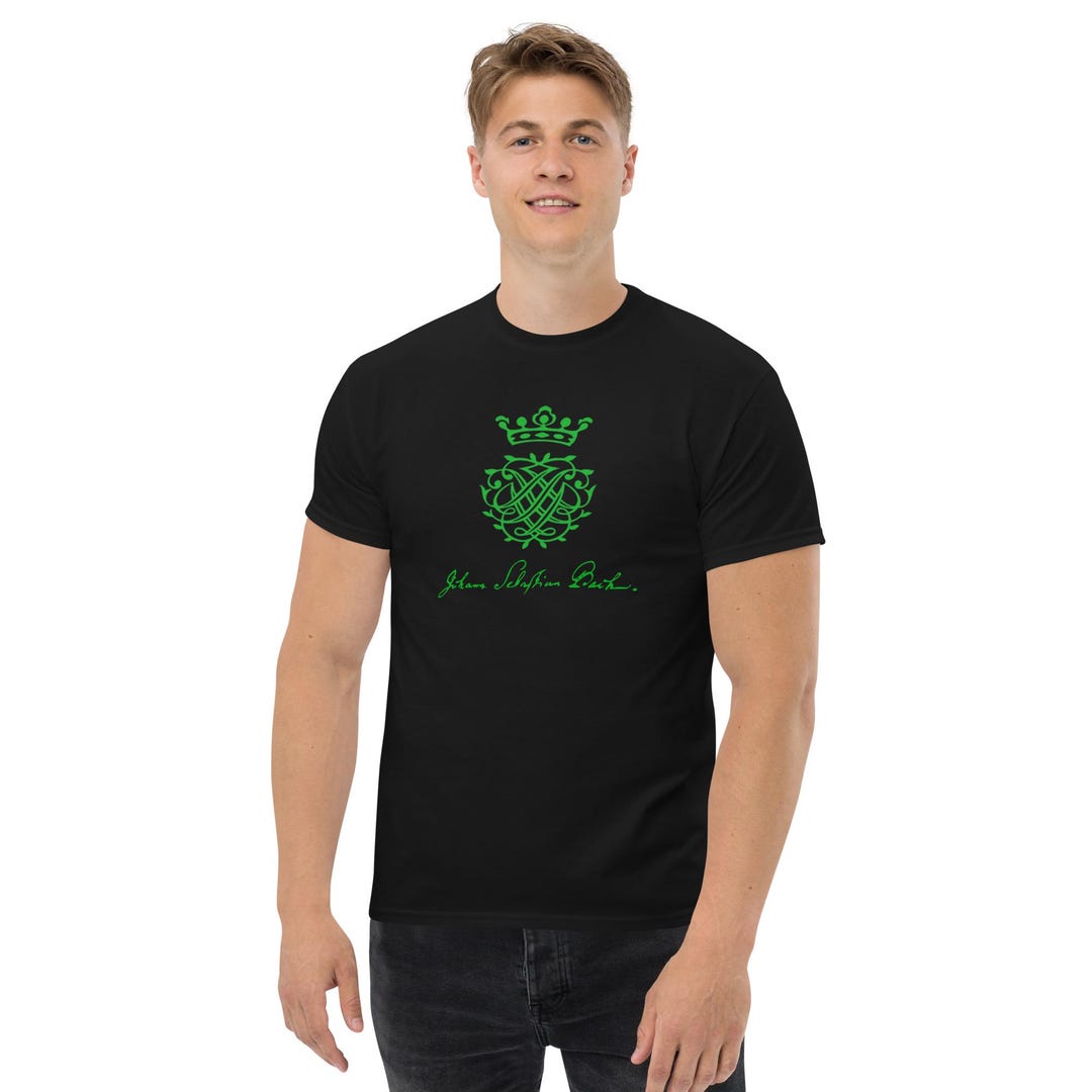 JS Bach Signature Crest Tee Green on Black - Etsy
