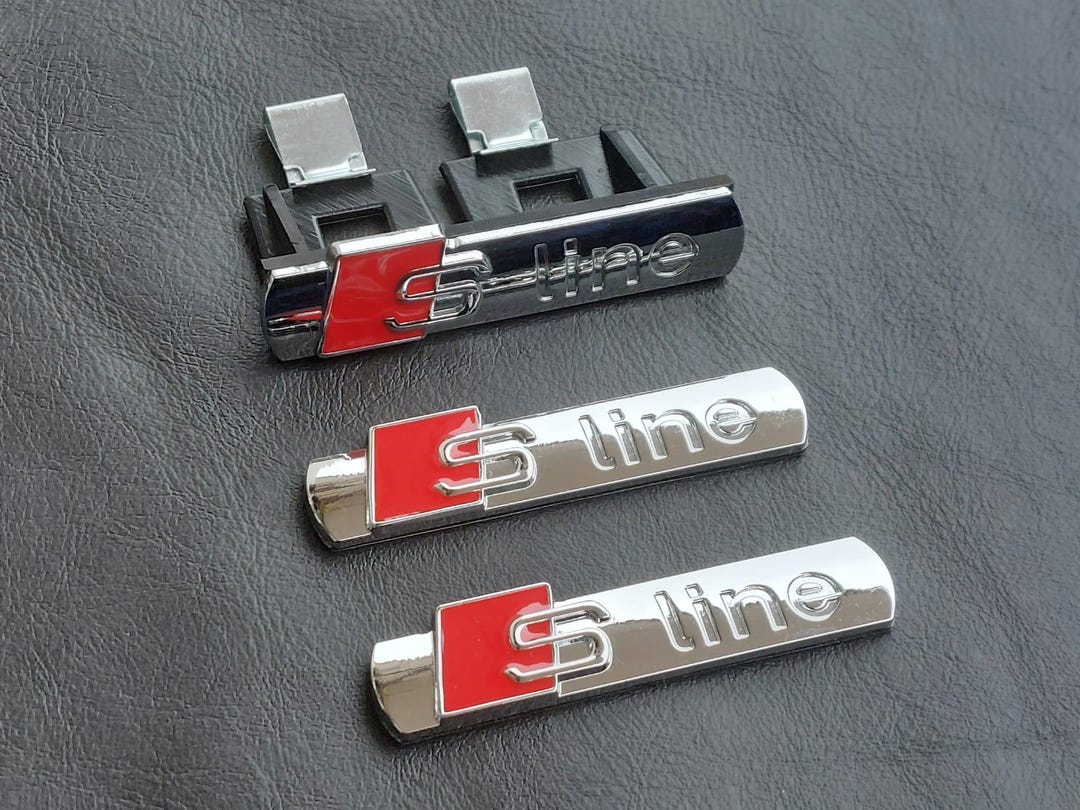 Chrome S Line Grille Logo, 2 S Line Side Emblems With Adhesive Sticker ...