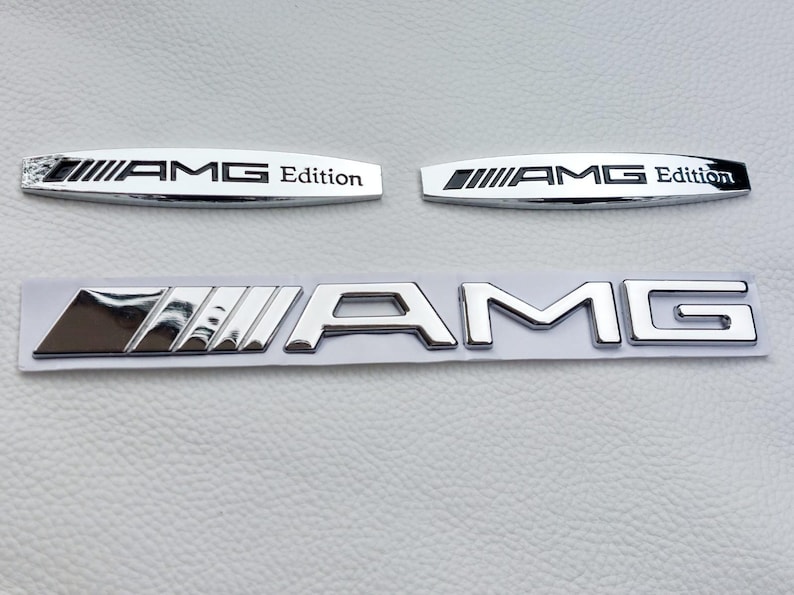 AMG Emblems for Trunk and Sides, Chrome Color, Accessories With Sticker ...