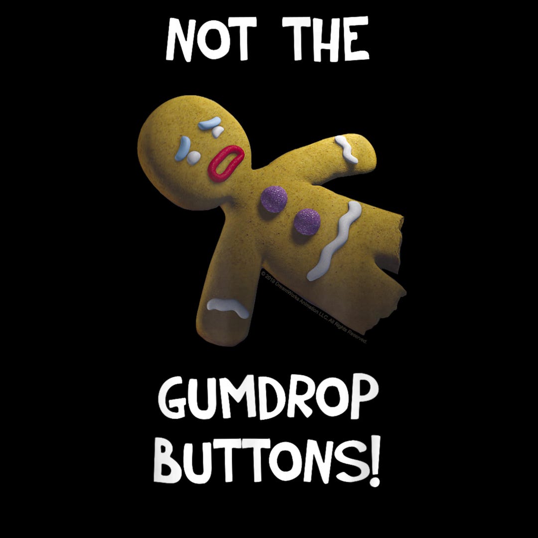 Shrek Gingerbread Man PNG – “not the Gumdrop Buttons!” Funny Meme ...