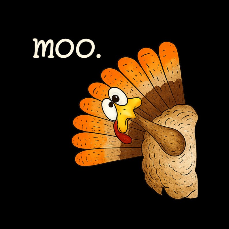 Turkey Moo PNG SVG – Funny Thanksgiving Cow Turkey Mashup Design ...