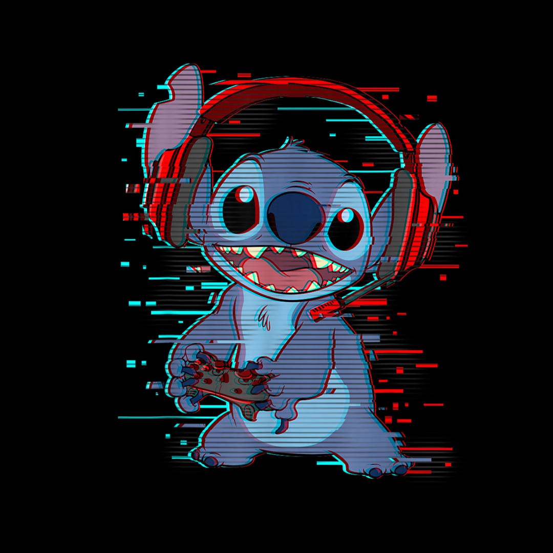 Gamer Stitch PNG – Lilo and Stitch Glitch Headset & Controller Design ...