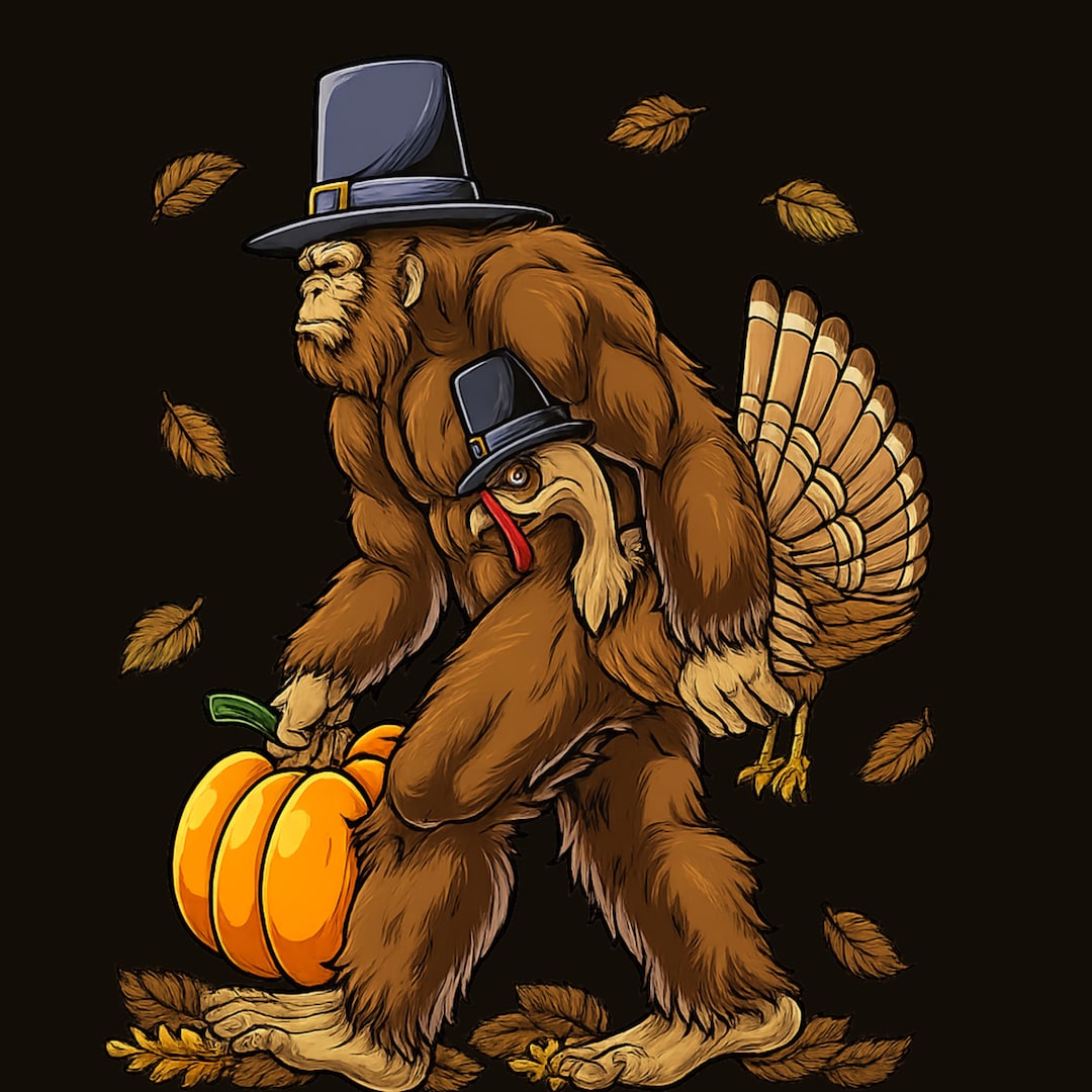 Bigfoot Pilgrim Turkey Pumpkin PNG SVG – Funny Thanksgiving Day Design ...