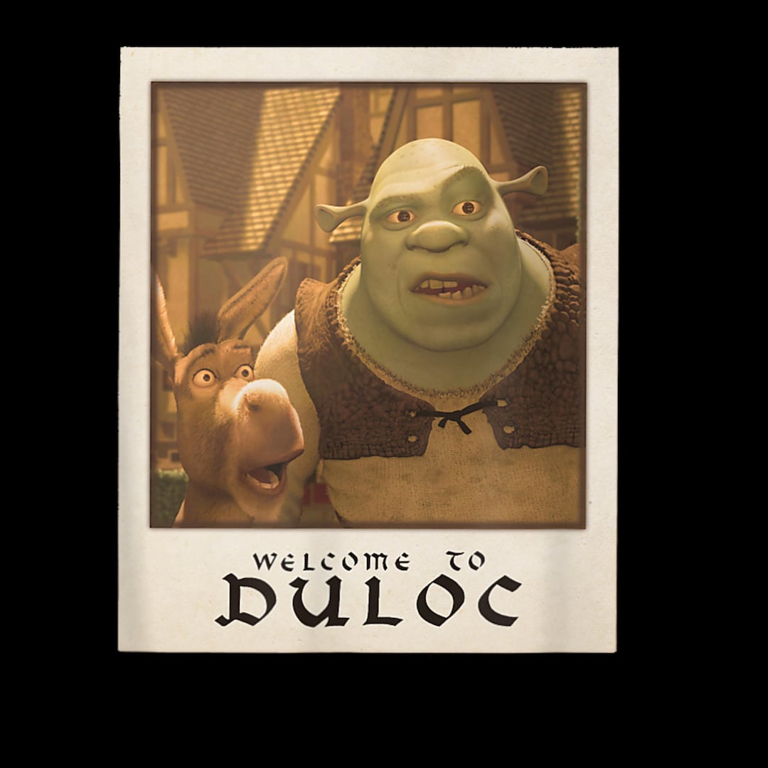 Shrek Welcome to Duloc PNG – Donkey & Shrek Polaroid Design (instant ...