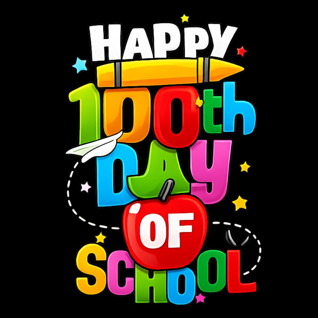 100th Day of School PNG – Teachers & Kids Happy 100 Days Design ...