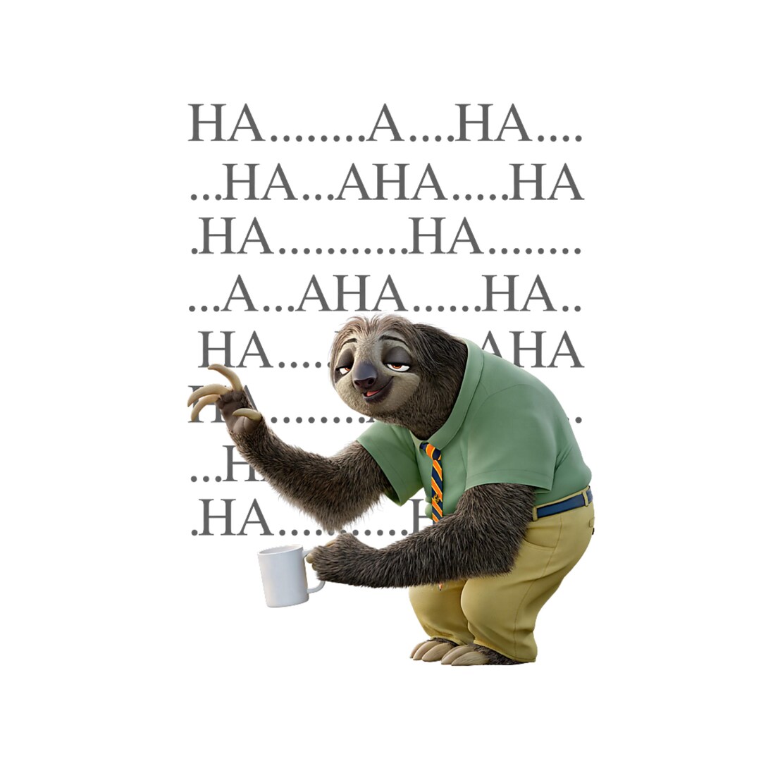 Zootopia Flash Sloth PNG – Laughing Ha-ha Vintage Portrait Design ...