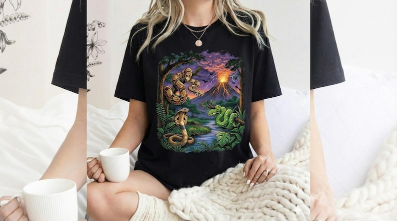 Volcano Reptiles Shirt, Exotic Snake Jungle T-shirt, Cobra Python Boa ...