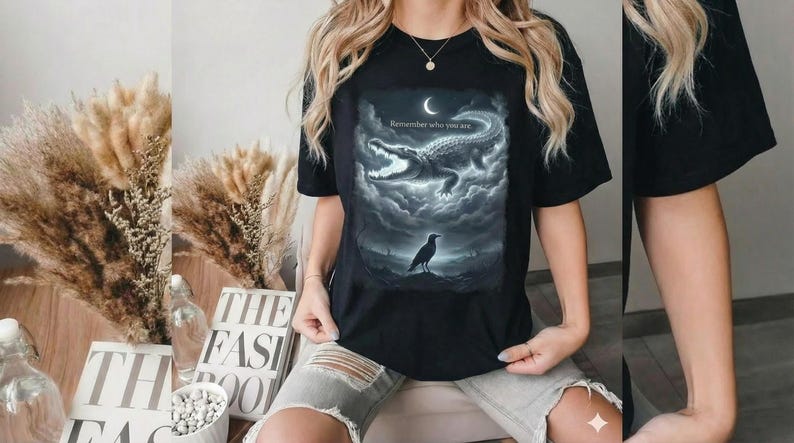 Remember Who You Are Shirt, Mystical Crocodile and Crow T-shirt ...